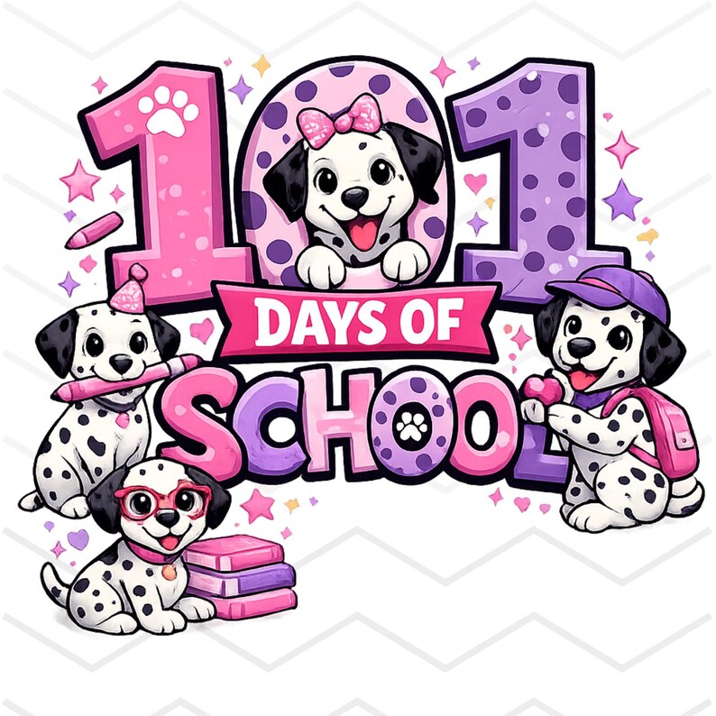101 Days of School Dalmatians Pink Download PNG - Etsy