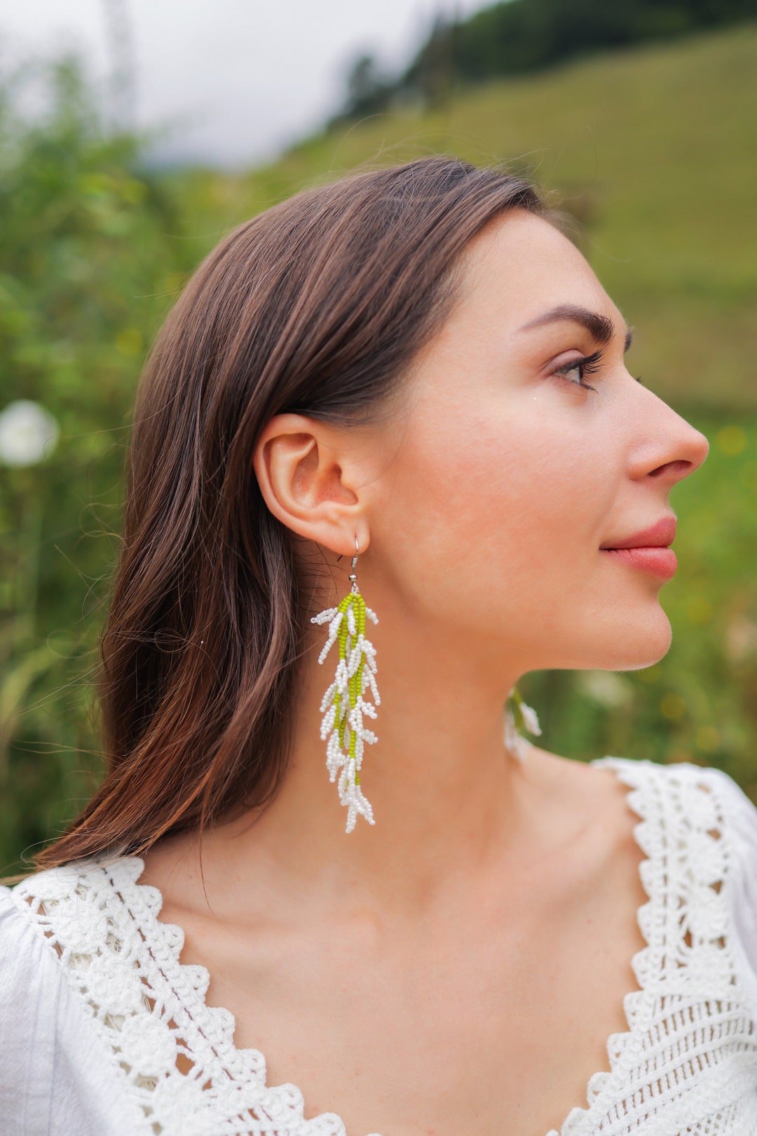 Beaded Dangle Earrings, Statement Earrings, Seed Bead Earrings, Beaded ...