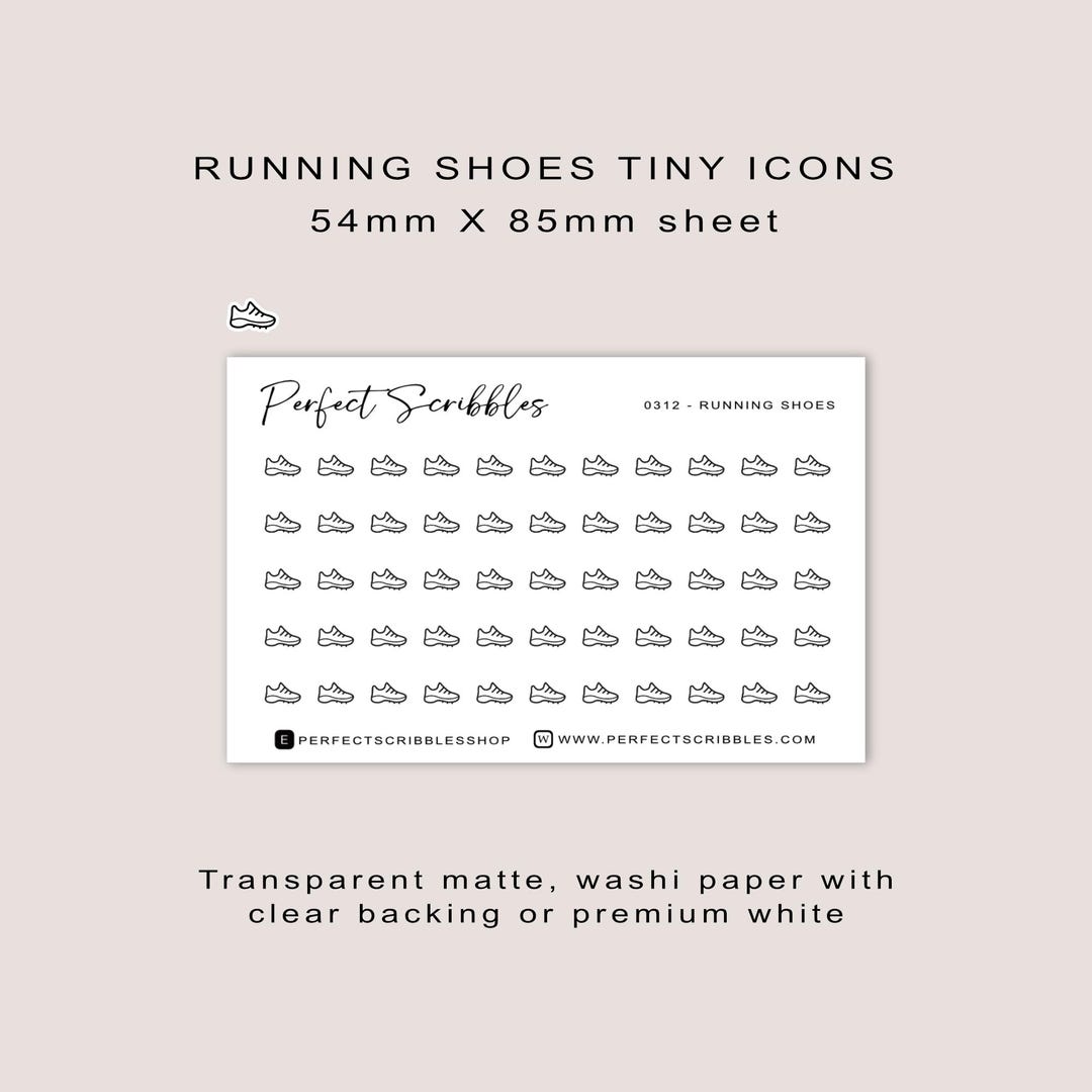 RUNNING SHOES Tiny Icon Planner Stickers | Minimal | Credit Card Size ...