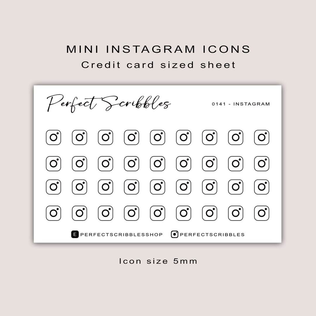 Mini Instagram Icon Stickers Minimal Credit Card Size Sheet Transparent ...