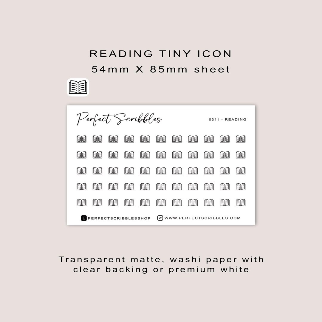 READING Tiny Icon Planner Stickers | Minimal | Credit Card Size Sheet ...