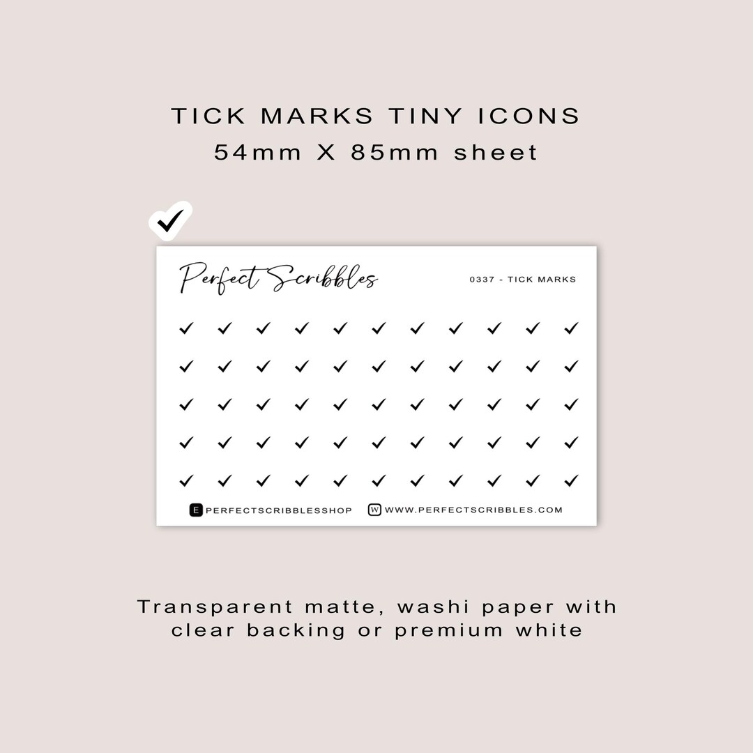TICK MARK Tiny Icon Planner Stickers | Minimal | Credit Card Size Sheet ...