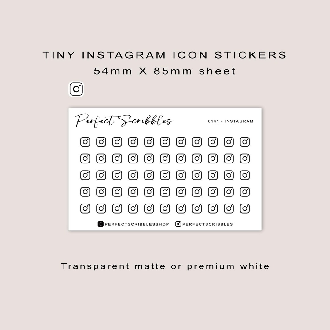 Tiny Instagram Icon Stickers | Minimal | Credit Card Size Sheet ...