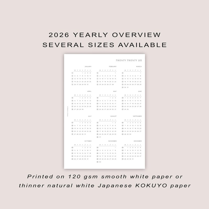 Yearly Overview Pocket - Etsy UK