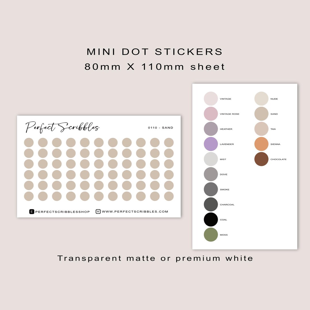 Mini Dot Stickers | Minimal | Credit Card Size Sheet | Transparent ...