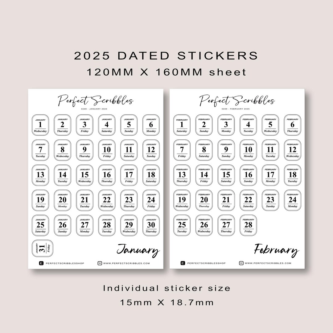 2025 Dated Stickers | Transparent Matte Planner Stickers | Journal ...