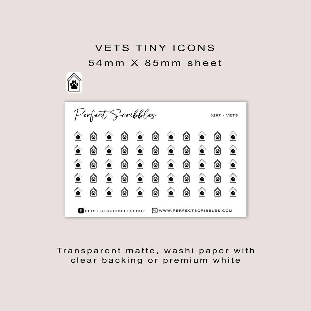 VETS Tiny Icon Planner Stickers | Minimal | Credit Card Size Sheet ...