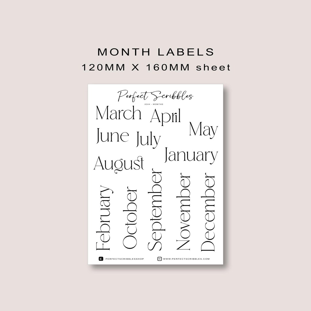 MONTH Labels Planning and Journaling Stickers - Etsy