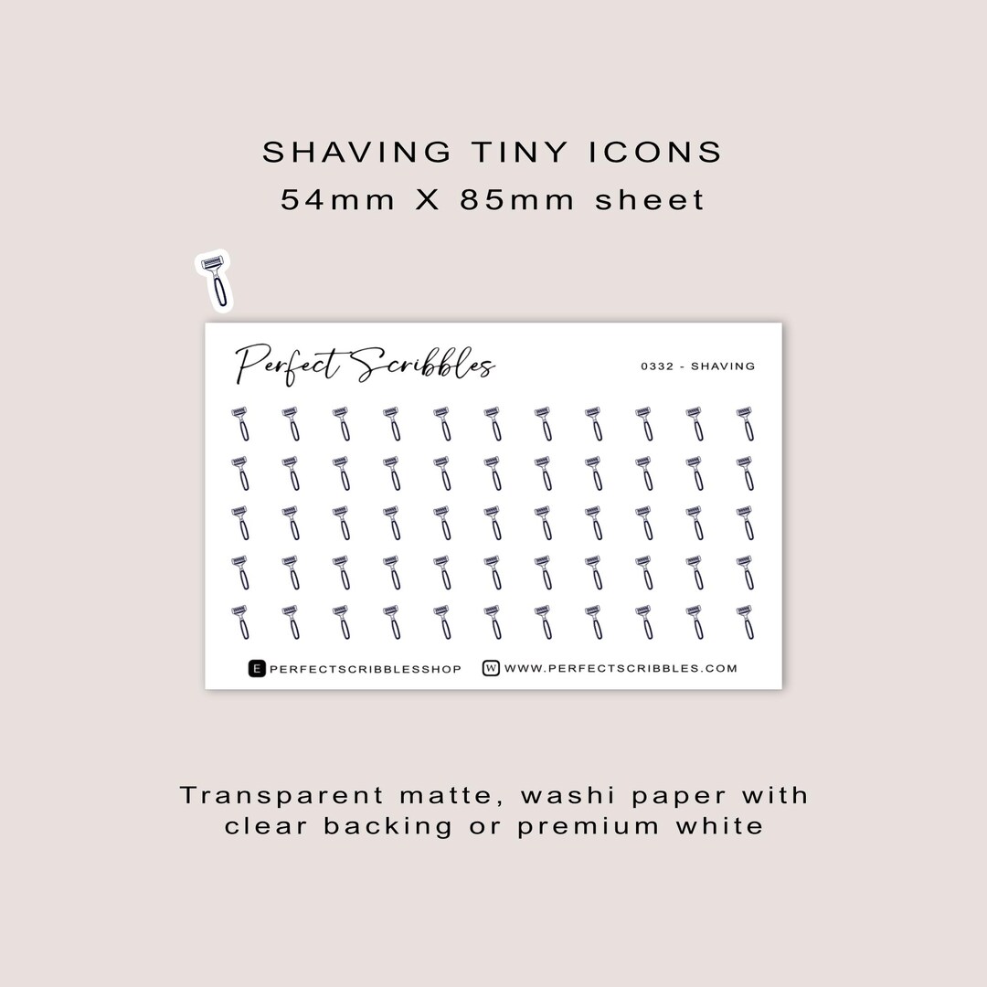 SHAVING Tiny Icon Planner Stickers | Minimal | Credit Card Size Sheet ...