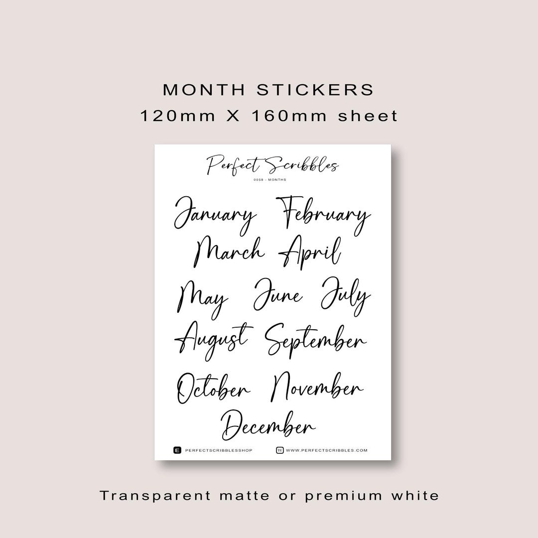 MONTH Label Planner Stickers | Cursive Design - Etsy