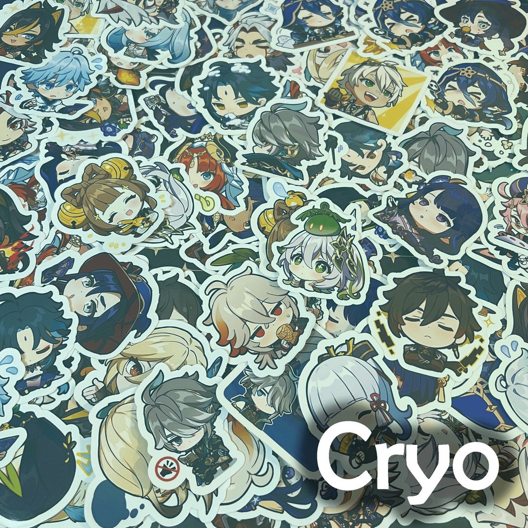 Cryo - Genshin Impact Emote Stickers | Vinyl Waterproof Stickers - Etsy