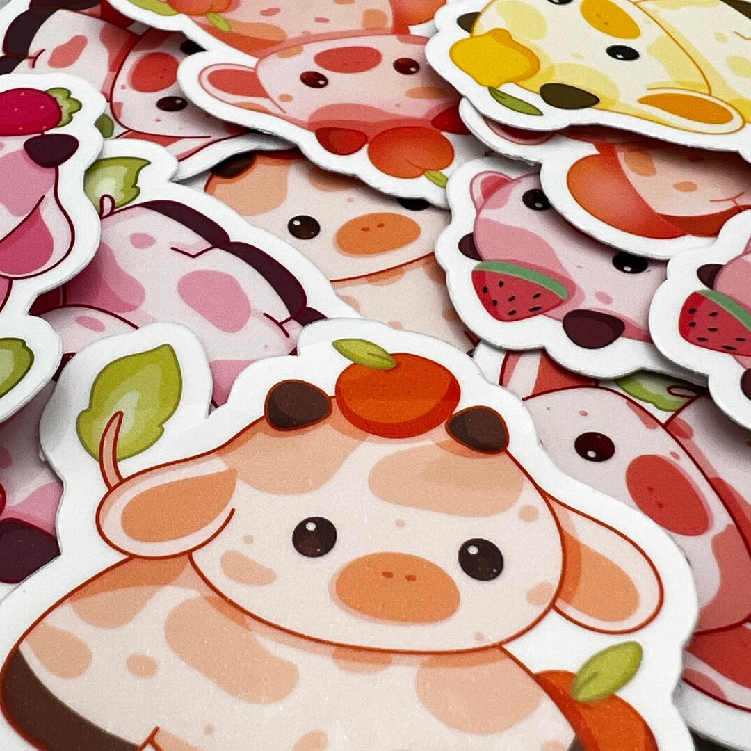 Kawaii Fruit Cow Stickers - Etsy