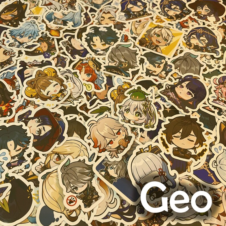 Geo Genshin Impact Emote Stickers Vinyl Waterproof Stickers - Etsy