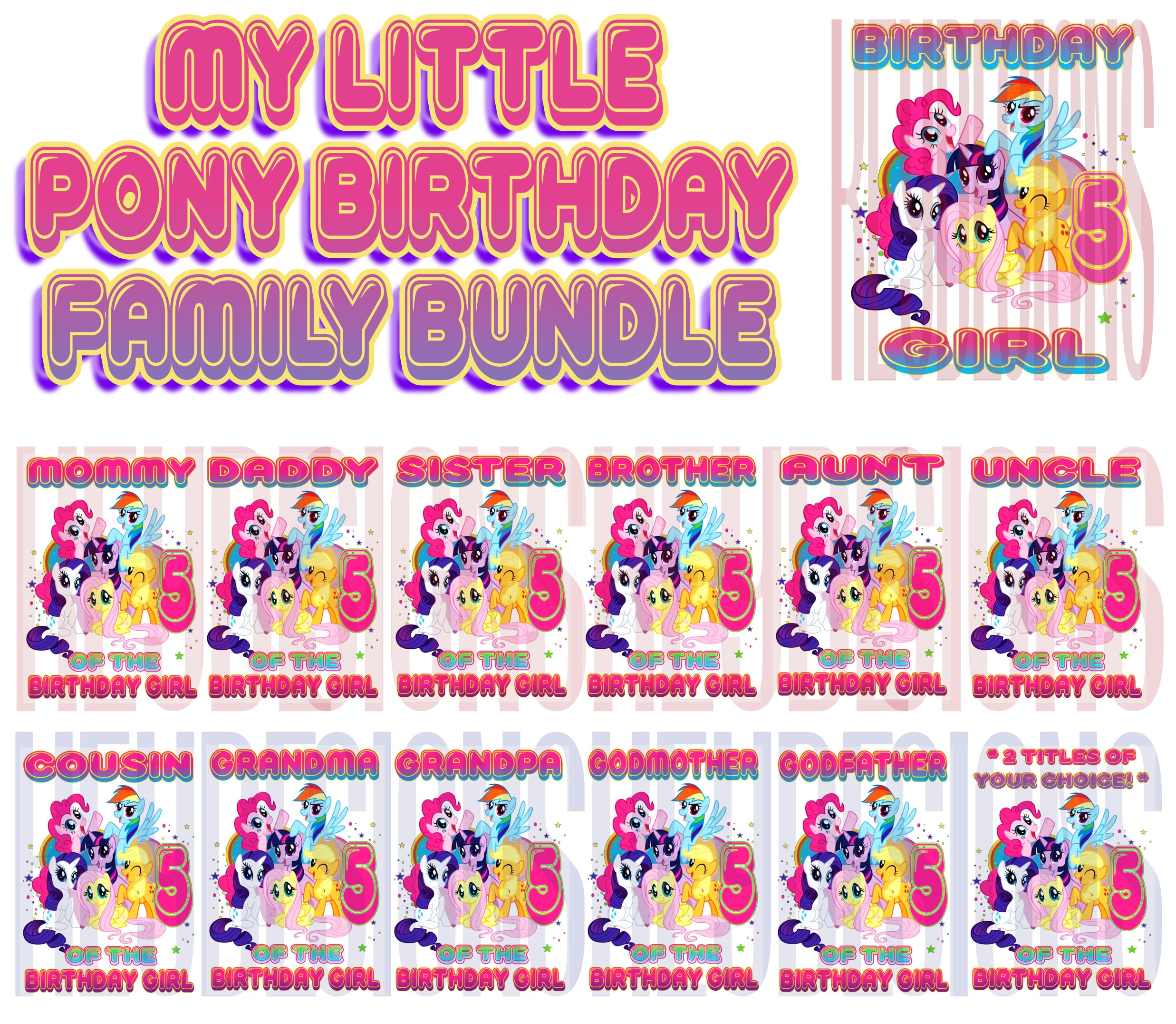 My Little Pony 5th Birthday Design Family Bundle #5 - DIGITAL ZIP File ...