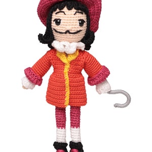 Captain Hook Crochet Amigurumi Toy Doll, Cartoon Movie Plush Accessory ...