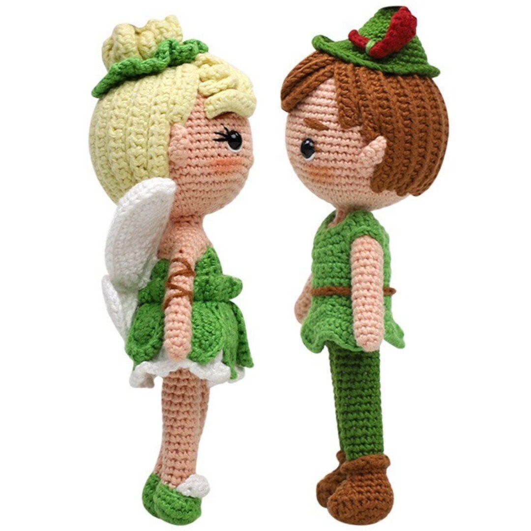 Peter Pan and Tinker Bell Nursery Toy Crochet Doll Amigurumi, Baby ...