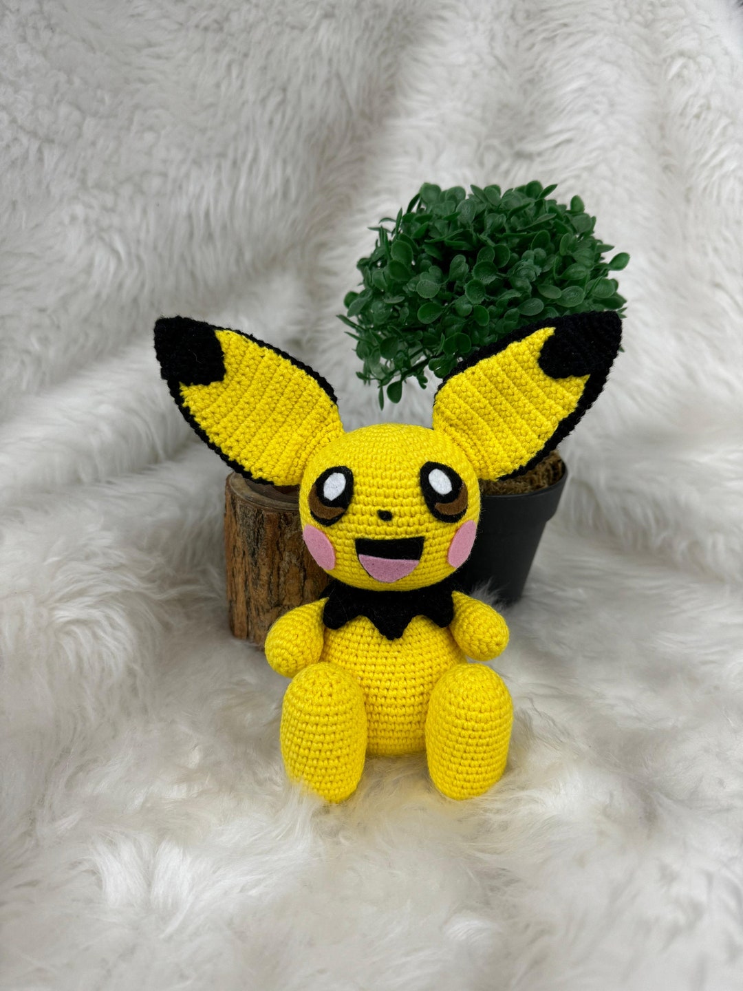 Pichu Pikachu Crochet Doll, Pokemon Plush Amigurumi Toy, Gift for Him ...