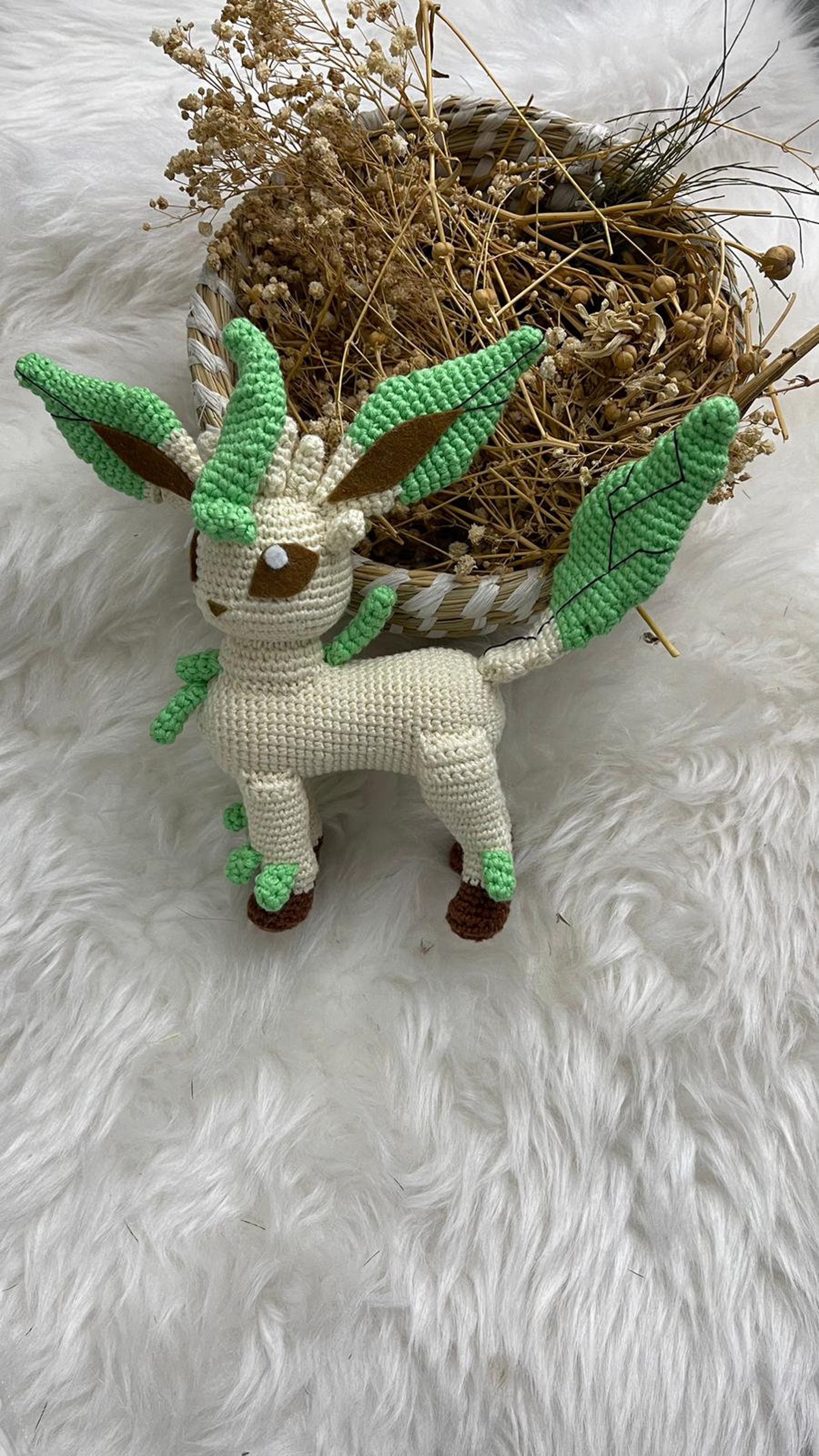 Leafeon Crochet Doll, Pokemon Eevee Amigurumi Toy, Gift for Him, Gift ...
