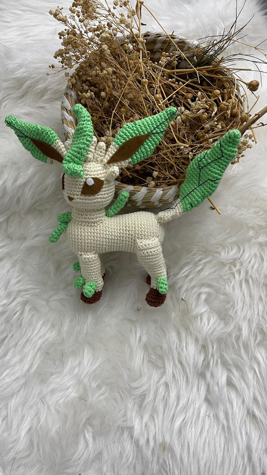 Leafeon Crochet Doll, Pokemon Eevee Amigurumi Toy, Gift for Him, Gift ...