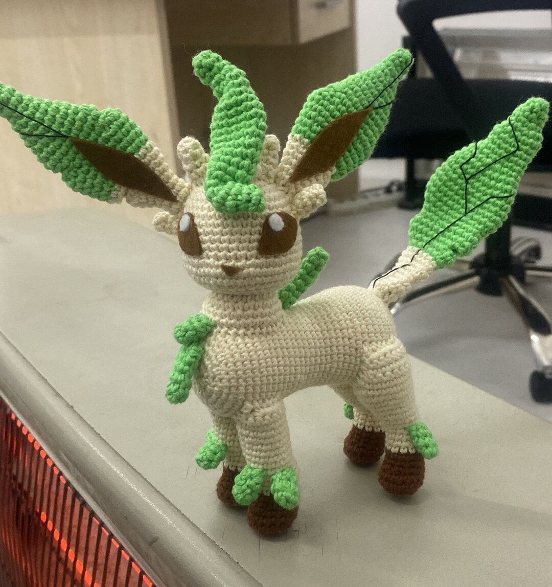 Leafeon Crochet Doll, Pokemon Eevee Amigurumi Toy, Gift for Him, Gift ...