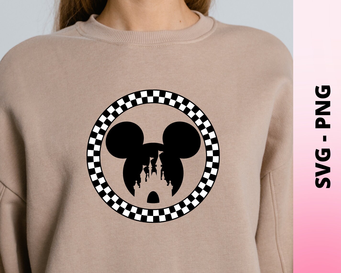 Checkered Mickey Castle Cut and Print File - Etsy