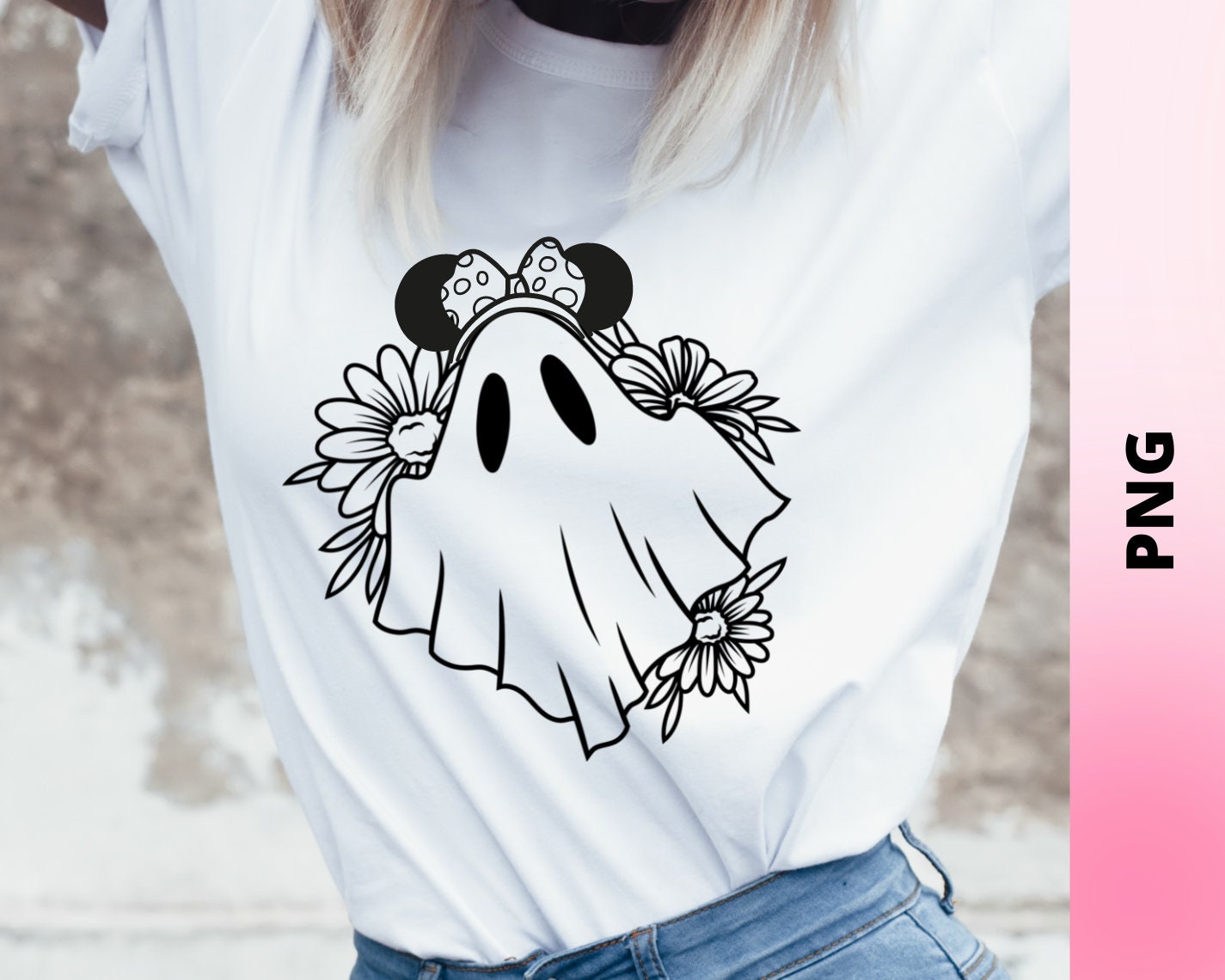Retro Mouse Ears Ghost, Floral Ghost PNG, Halloween Ghost Cut File - Etsy