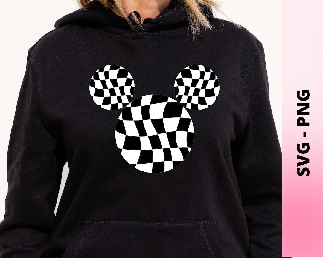 Theme Park Checker Iron On, Checkered Mickey Mouse Decal, Retro Mickey ...