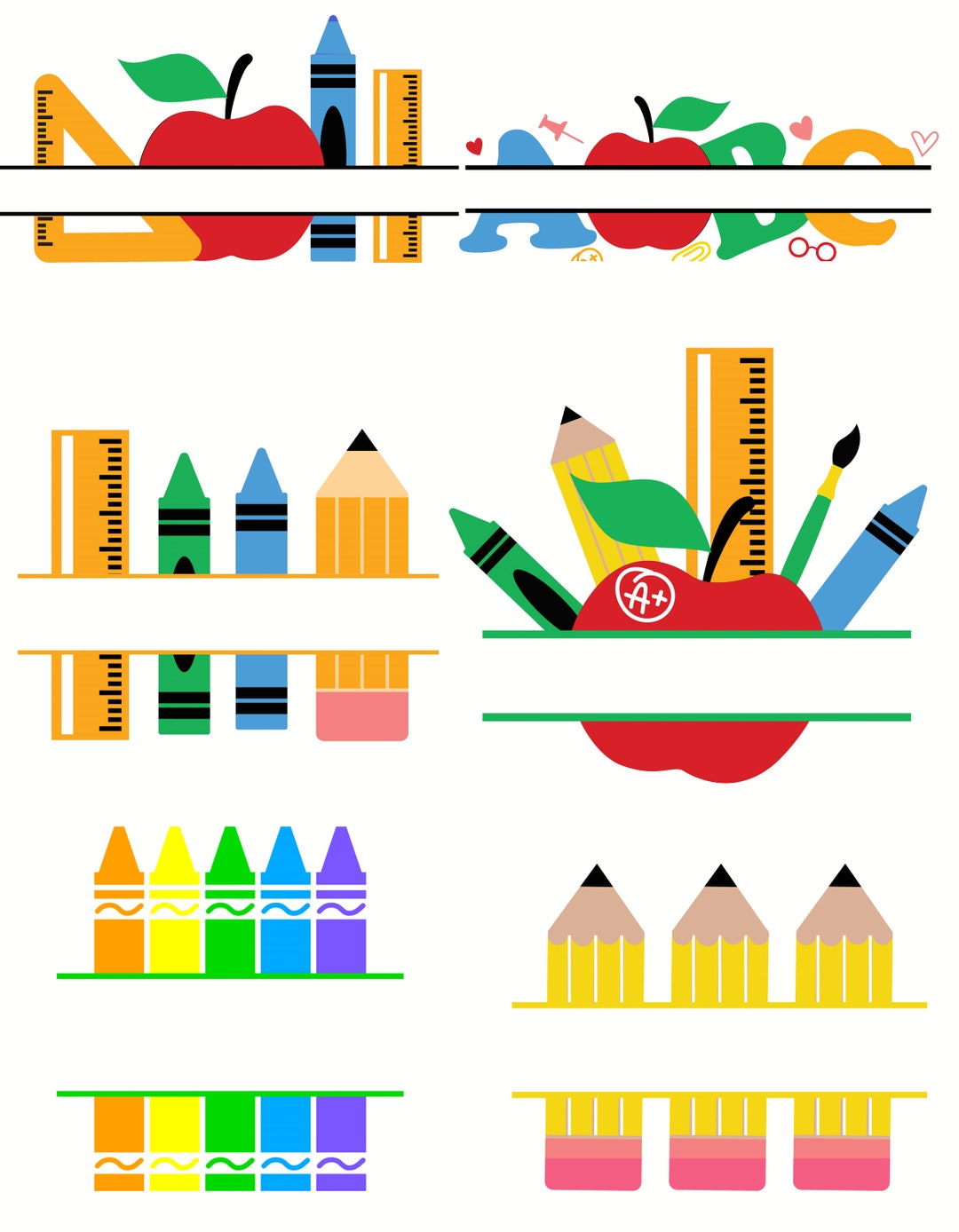 Teacher Split Clip Art Bundle, School SVG and PNG Files - Etsy