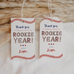 Rookie of the Year First Birthday Favor Tags, Baseball First Birthday ...