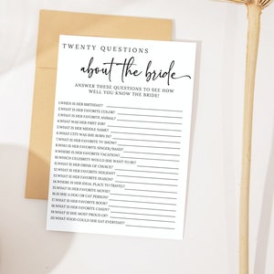 Bridal Shower Game, Editable 20 Questions About the Bride, How Well Do ...