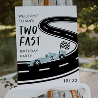 TWO Fast Birthday Welcome Sign, Two Fast Birthday Decor, Fast One ...