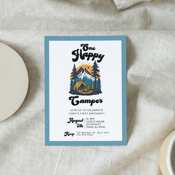 One Happy Camper Digital Invitation - Etsy