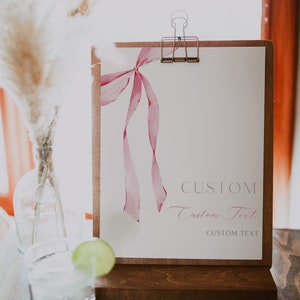 Digital Pink Bow Custom Sign, Pink Bow Bridal Shower Sign, Pink Bow ...