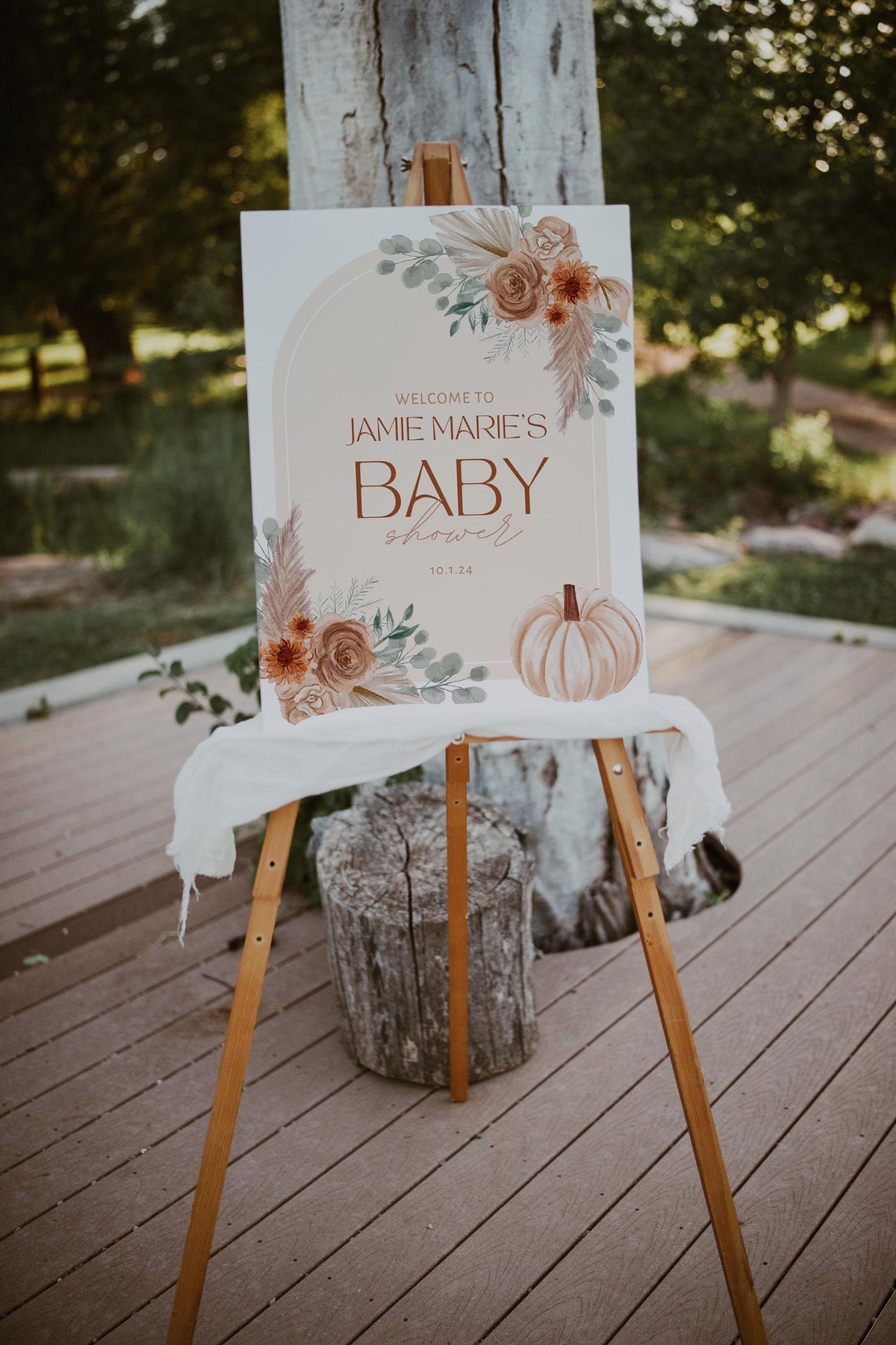 Fall Baby Shower Welcome Sign, Autumn Floral Welcome Sign Template ...