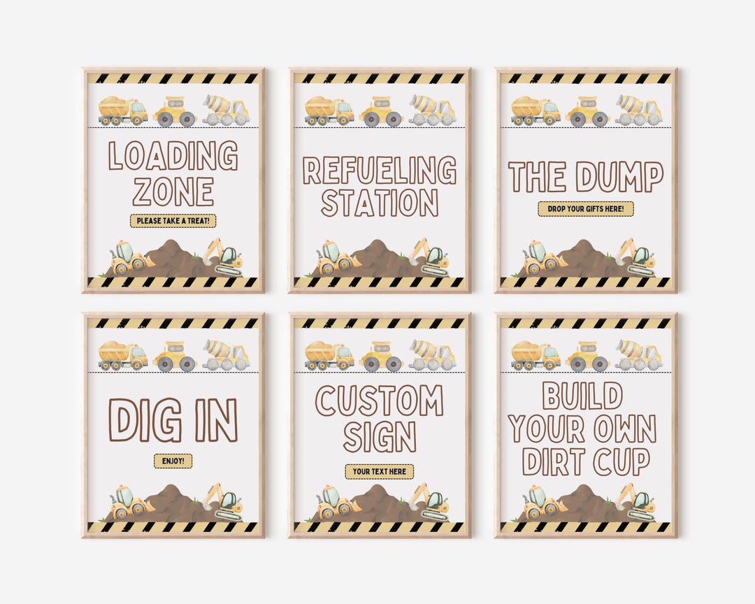 Editable Construction Birthday Sign Bundle, Editable Any Age ...
