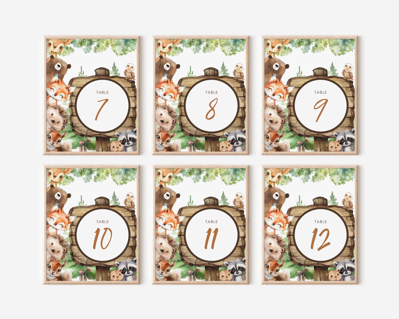 Woodland Animals Table Number Template, Printable Woodland Animals ...