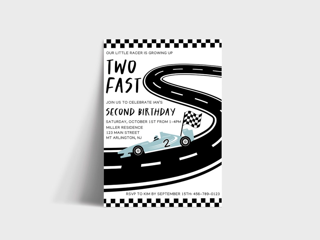 Editable Two Fast Birthday Invite, Two Fast Birthday Party, 2 Fast ...