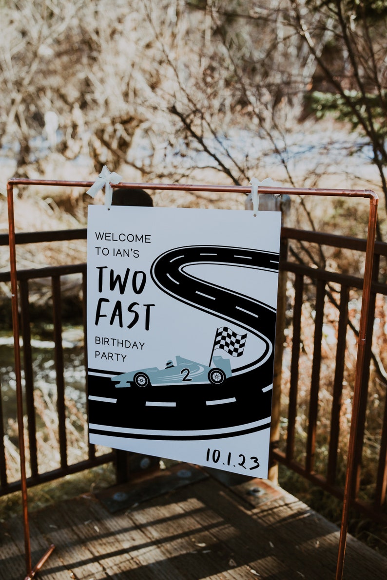 TWO Fast Birthday Welcome Sign, Two Fast Birthday Decor, Fast One ...