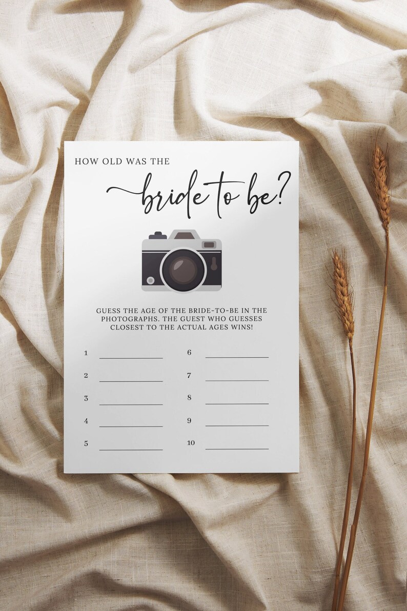 Editable How Old Was the Bride to Be, Guess How Old the Bride Was Game ...