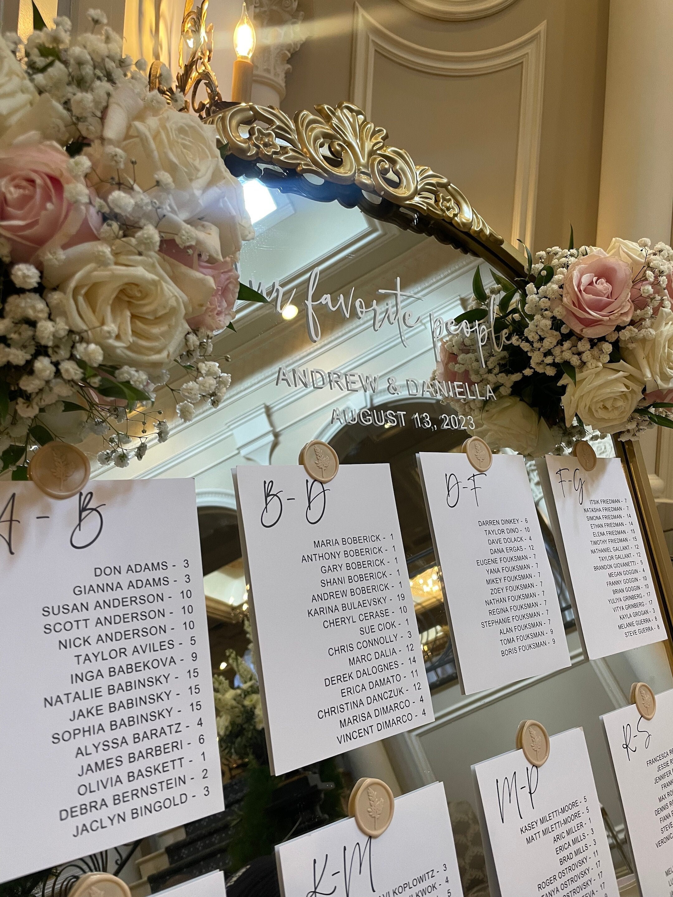 5x7 Alphabetical Seating Chart Template, Table Seating Cards Printable ...