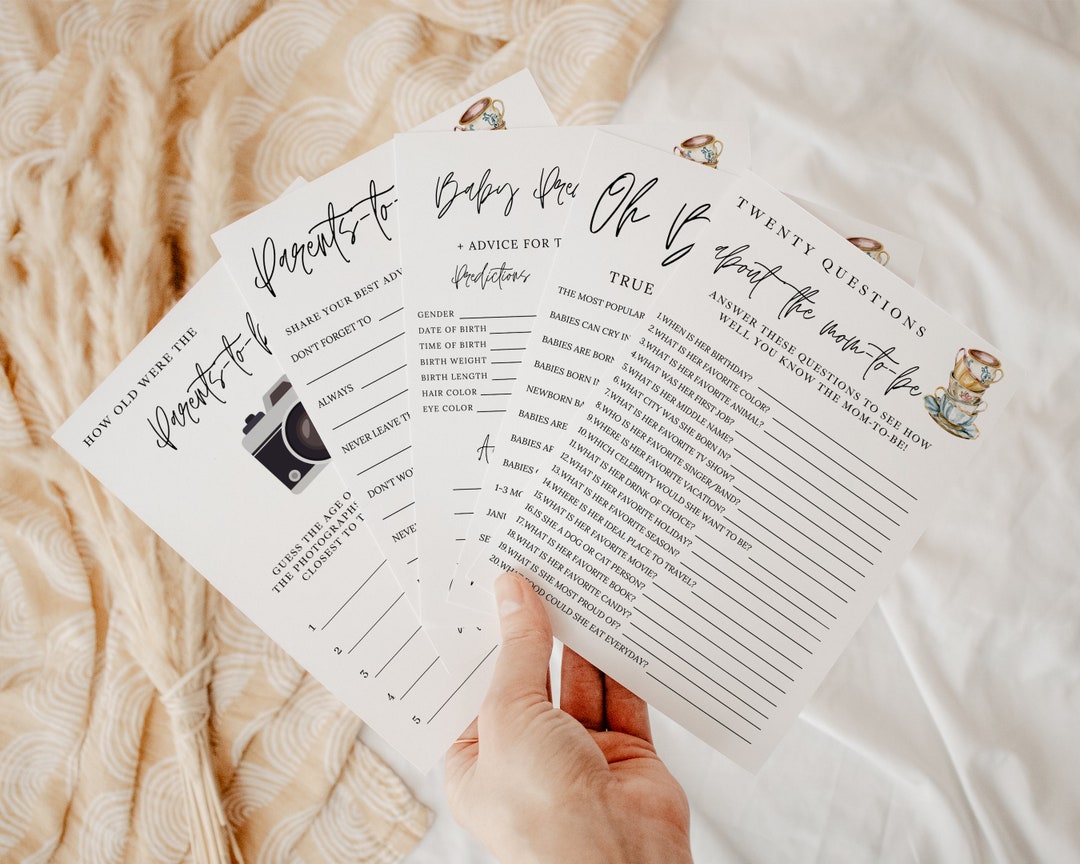 Baby Tea Party Shower Game Bundle, Editable Tea Party Baby Shower Game ...