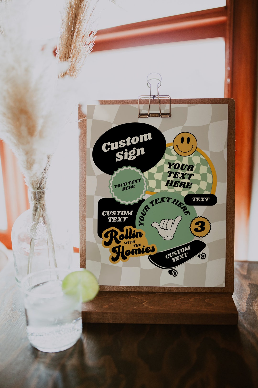 Editable Smile Custom Sign, Checkered 8x10 Custom Sign, Third Birthday ...