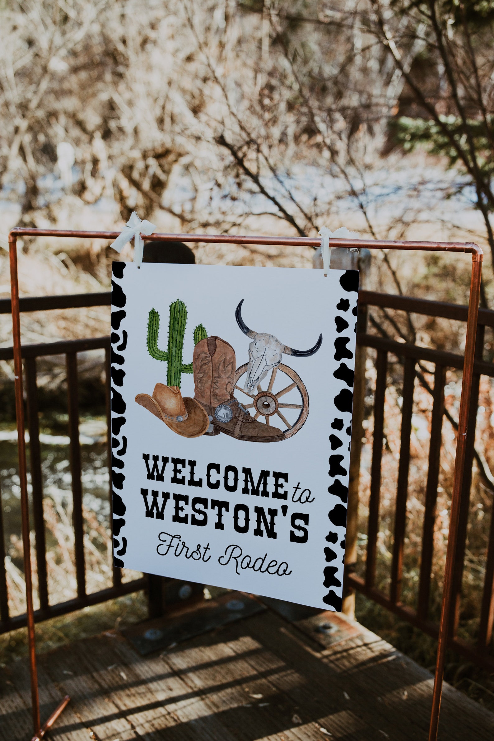 1st Rodeo Boy Birthday Welcome Sign, Cowboy First Birthday Party Signs ...