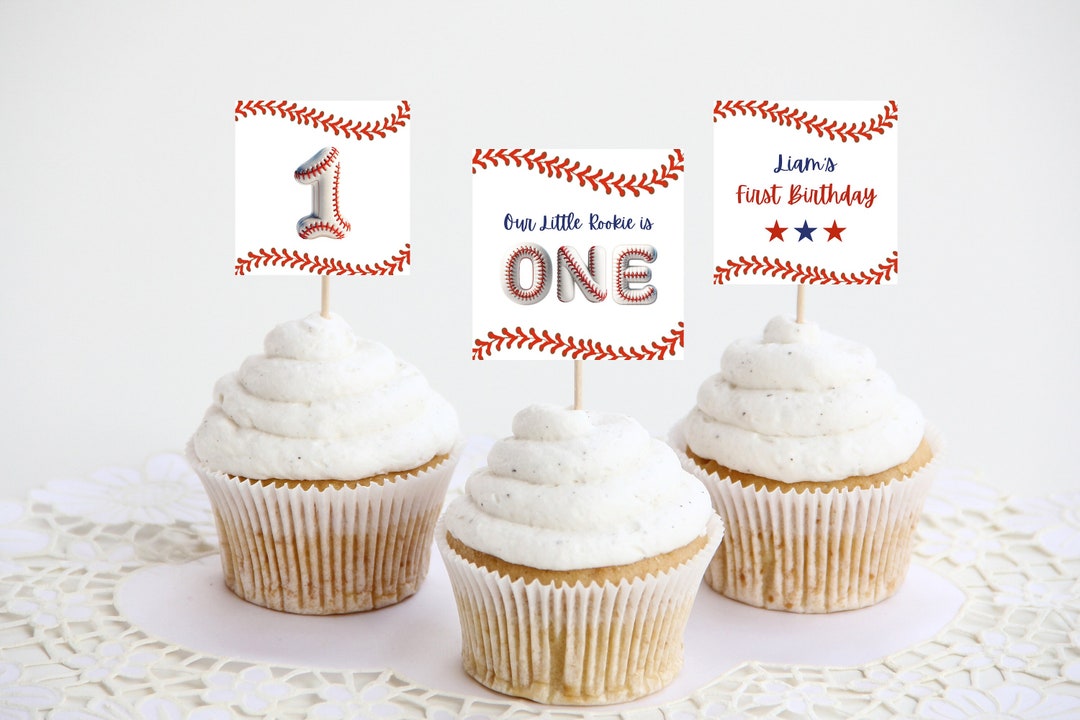 Rookie of the Year Cupcake Toppers Template, Little Rookie Turning One ...