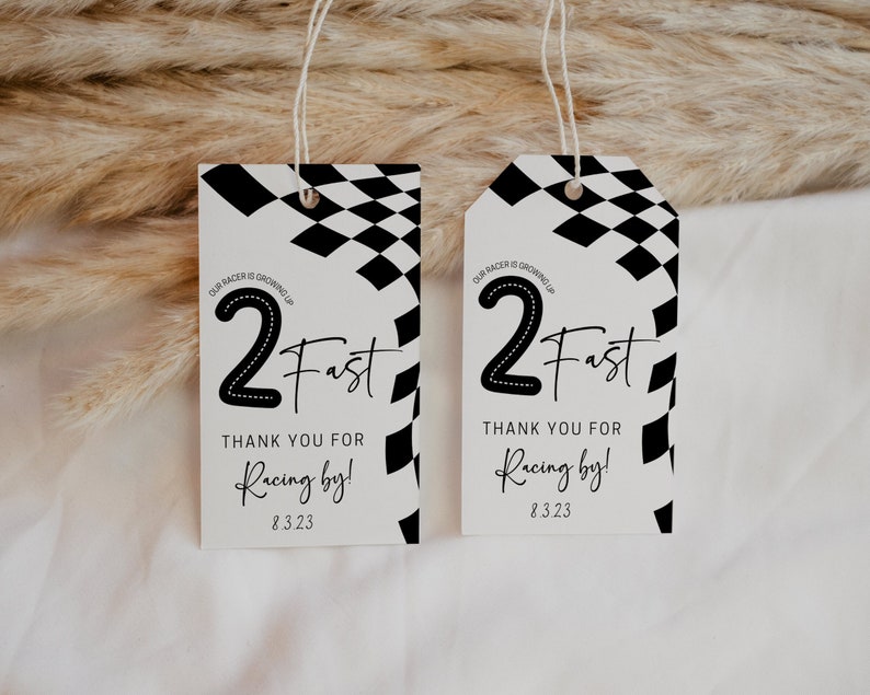 Two Fast Birthday Favor Tags Template, Race Car Second Birthday Favor ...