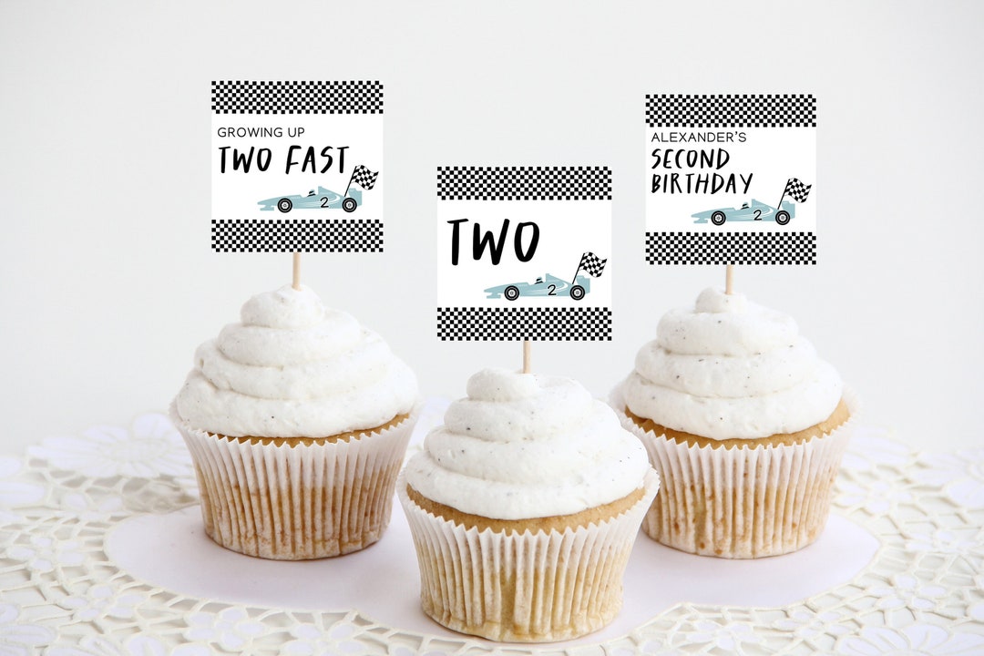 Two Fast Cupcake Toppers, Editable Two Fast Cupcake Toppers Template ...