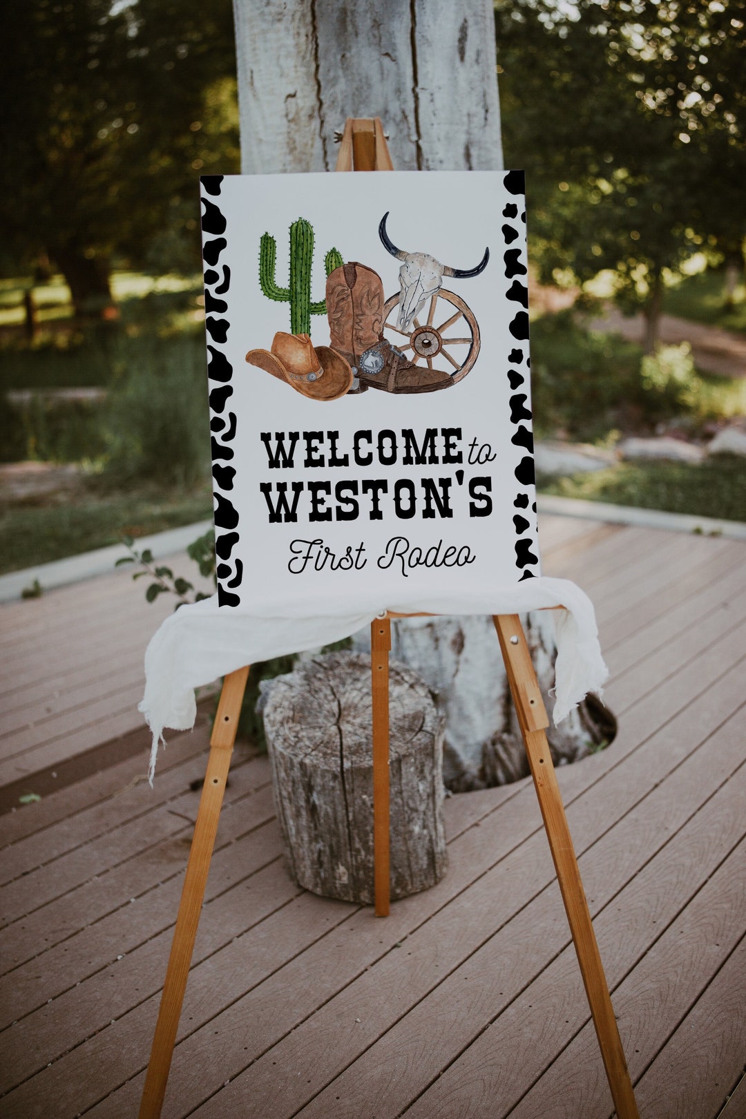 1st Rodeo Boy Birthday Welcome Sign, Cowboy First Birthday Party Signs ...