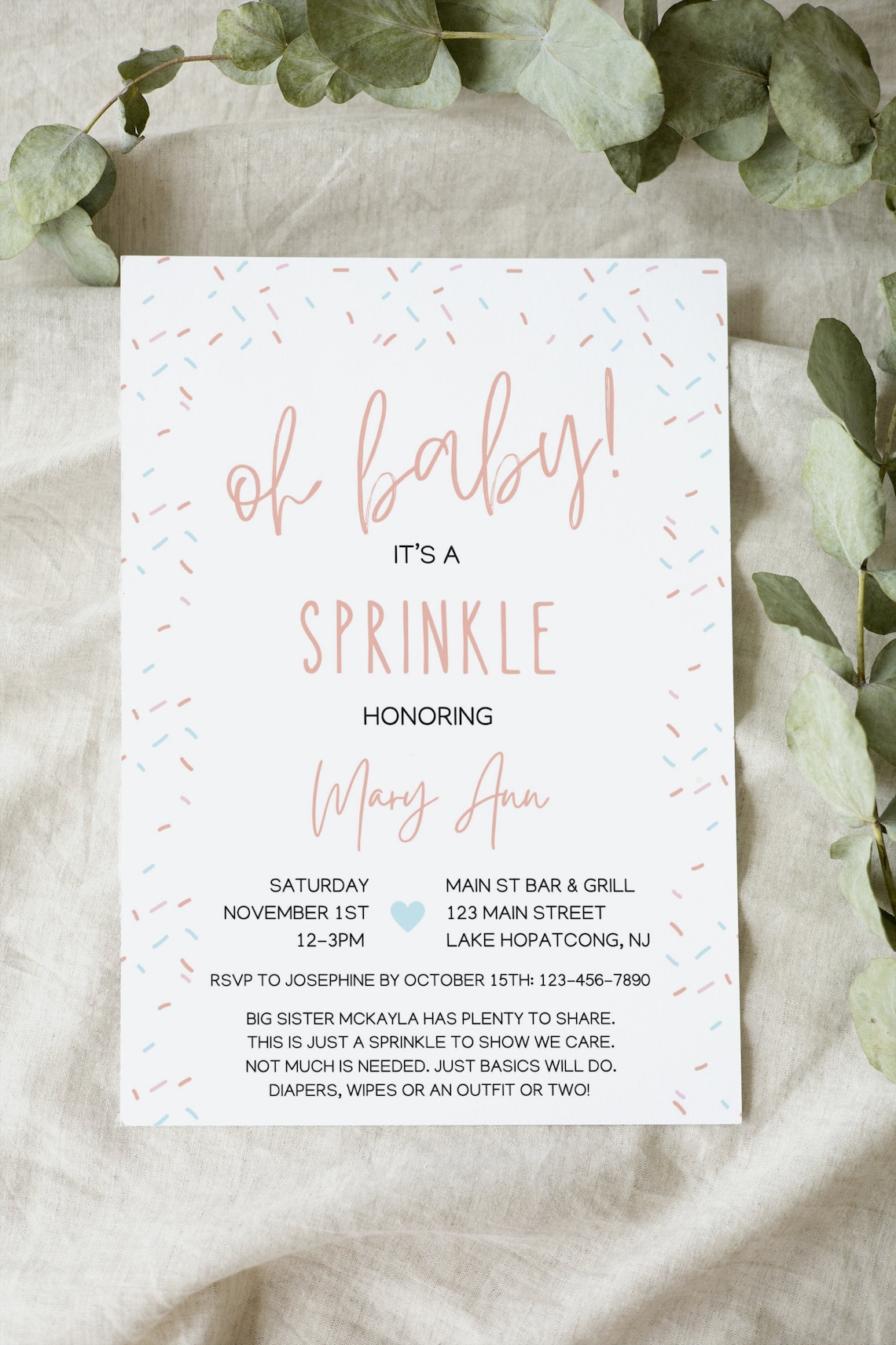 Editable Baby Shower Sprinkle Invitation Template, Baby Shower Sprinkle ...