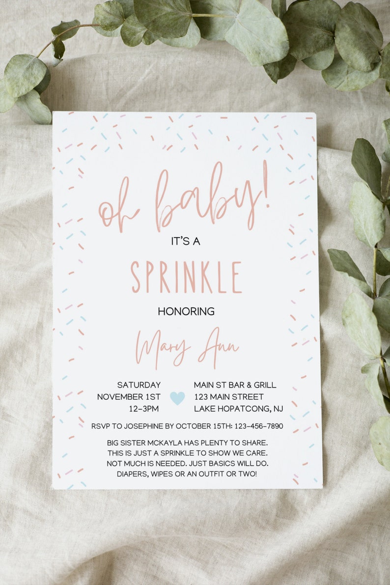 Editable Baby Shower Sprinkle Invitation Template, Baby Shower Sprinkle ...
