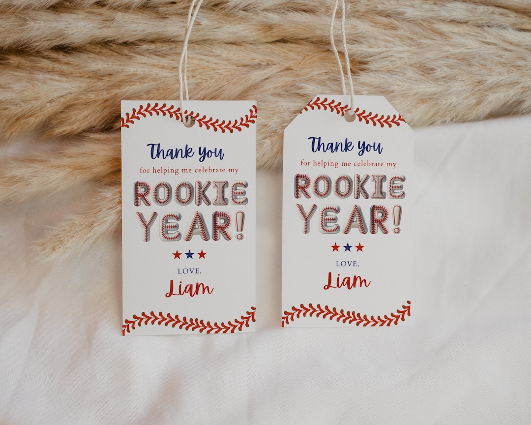 Rookie of the Year First Birthday Favor Tags, Baseball First Birthday ...